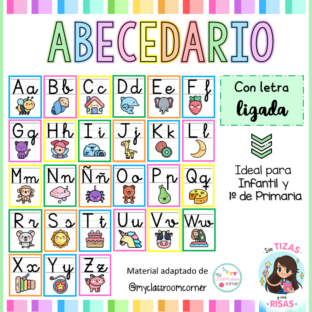 Abecedario letra ligada (carteles) – Sin tizas y con risas