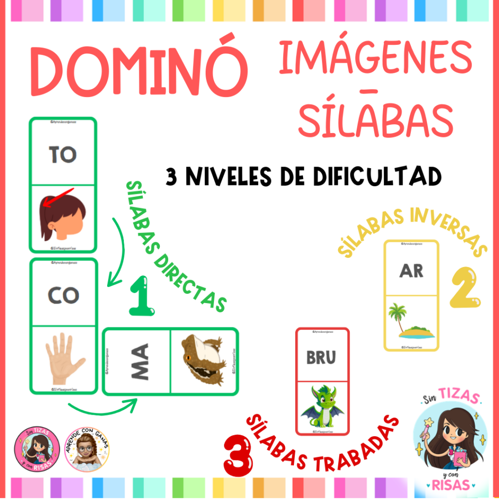Dominó: imágenes y sílabas – Sin tizas y con risas